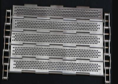 China Stainless Steel Perforated Plate Conveyor Belt with 2062 Roller Chain - 31.75mm to 101.6mm Pitch Options for sale