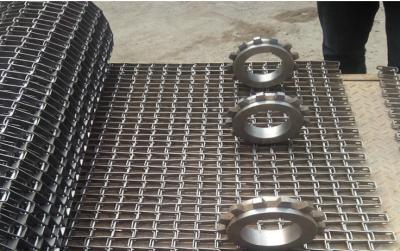 China Stainless Steel Flat Wire Mesh Belt 25.4x12.7mm for Agricultural Harvesting Conveyor for sale