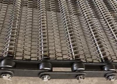 China Spiral Woven Wire Mesh Chain Conveyor Belt 304 Stainless Steel Food Grade 50.8mm Pitch for sale