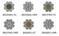 China Large Diameter Steel Rope Cable , Steel Core Wire Rope 8x55SWS 8x61FWS 8x64SFS for sale