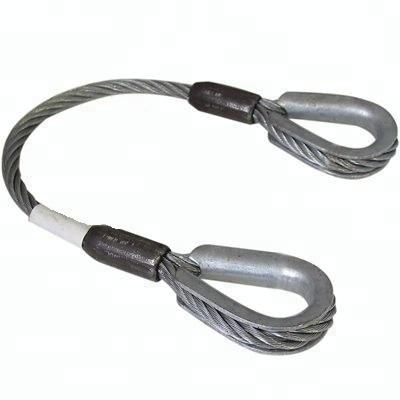 China flemish eye with steel sleeve and hard thimble wire rope sling for sale