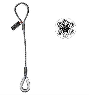 China Eye And Thimble IWRC 6*25 Wire Rope Cable Slings for sale