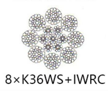 China Ungalvanized ISO 8 x K36WS+IWRC Special Wire Rope for sale