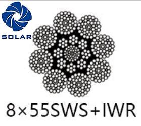 China Squeezed Condition 8x55SWS+IWR Steel Wire Rope for sale