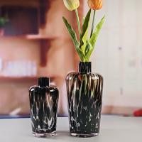 China Handmade Amber Glass Vase Modern Unique Vase For Table Centerpiece Decorative Flower Vases For Home Office Wedding(S Size) for sale