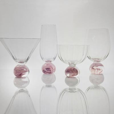 China High Clarity Pink Cloud Crystal Wine Glass Set Designed For In Restaurants Bars And Wine Tasting Events Offering Superior Presentation for sale