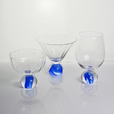 China Elegant Blue Cloud Crystal Wine Glass Set Ideal For Restaurants Hotels Bars And Catering Services Providing Superior Clarity And Style for sale
