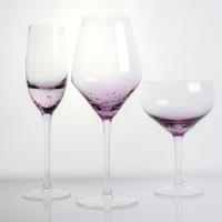 China Lavender Bubble Crystal Wine Glass Handblown With Gradient Tint And Delicate Trapped Bubbles Combining Elegance With Durability for sale
