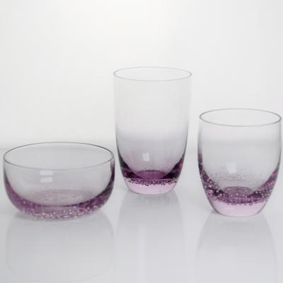 China Crystal Wine Glass Handblown With Subtle Trapped Bubbles And A Soft Lavender To Clear Gradient Combining Beauty And Durability for sale