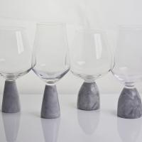 China Hand Blown Crystal Wine Glass with Modern Gray Marble Stem Base Ultra Clear Bowl Perfect for Dinner Parties and Everyday for sale