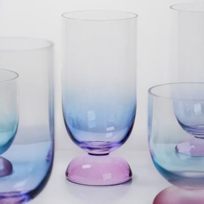 China Handblown Crystal Wine Glass Goblet with Two-color Gradient and Frosted Base for 400ml Wine Cocktail & Home Decor for sale