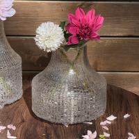China Handcrafted Textured Glass Vase with Unique Funnel Design for Sturdy & Functional Floral Displays for sale