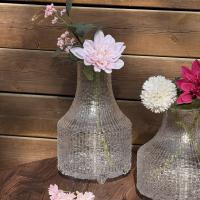 China Handcrafted Textured Glass Vase with Unique Funnel Design for Sturdy & Functional Floral Displays for sale