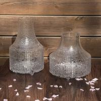 China Handcrafted Textured Glass Vase with Unique Funnel Design for Sturdy & Functional Floral Displays for sale
