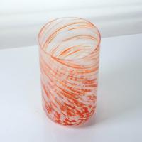 China Hand-blown Orange Swirl Confetti Glass Cup - Artisan Crafted Drinking Glass for Whiskey and Cocktails for sale