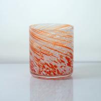 China Hand-blown Orange Swirl Confetti Glass Cup - Artisan Crafted Drinking Glass for Whiskey and Cocktails for sale