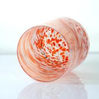 China Hand-blown Orange Swirl Confetti Glass Cup - Artisan Crafted Drinking Glass for Whiskey and Cocktails for sale