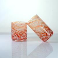 China Hand-blown Orange Swirl Confetti Glass Cup - Artisan Crafted Drinking Glass for Whiskey and Cocktails for sale