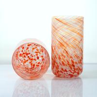 China Hand-blown Orange Swirl Confetti Glass Cup - Artisan Crafted Drinking Glass for Whiskey and Cocktails for sale