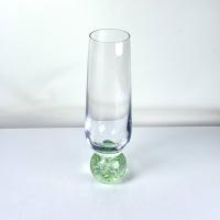 China Set of 2 Hand Blown Champagne Glasses, Green Bubble Sphere Base Modern Stemless Flutes for Sparkling Wine Prosecco Home Decor for sale