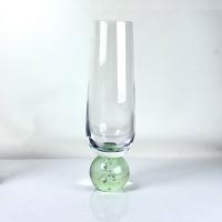 China Set of 2 Hand Blown Champagne Glasses, Green Bubble Sphere Base Modern Stemless Flutes for Sparkling Wine Prosecco Home Decor for sale
