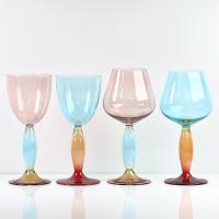 China Hand-Blown Gradient Color Borosilicate Wine Glasses, Multi-Color Artistic Stem Goblets for Wine, Cocktail, Home Bar & Party Decor for sale