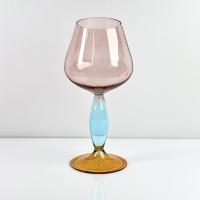 China Hand-Blown Gradient Color Borosilicate Wine Glasses, Multi-Color Artistic Stem Goblets for Wine, Cocktail, Home Bar & Party Decor for sale