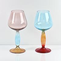 China Hand-Blown Gradient Color Borosilicate Wine Glasses, Multi-Color Artistic Stem Goblets for Wine, Cocktail, Home Bar & Party Decor for sale