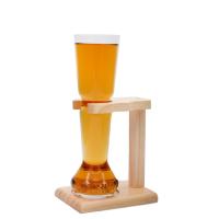 China Craft Beer Glasses With Wooden Stand for sale