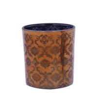 China Copper Glass Candle Holders With Laser Engrave Pattern for sale