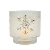 China Snow Flake Glass Candle Holders for sale