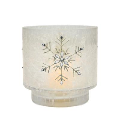 China Snow Flake Glass Candle Holders for sale