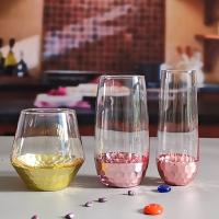China 400ml Hand Cut Gold Honeycomb Crystal Wine Glasses for sale