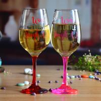 China 340ml Crystal Wine Glass With Funny Fonts Decal Decoration for sale