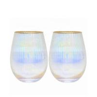 China Ion Plated Rainbowl 16 Oz Stemless Wine Glass , Antique Crystal Wine Glasses for sale