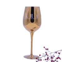 China Gold Plated 16oz Crystal Wine Glass With Decal Logo For Gift for sale