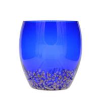 China Handblowned Blue Rock Golden Dots Crystal Wine Glass for sale