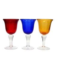 China Handblown Solid Color Mexican Bubbles Goblet Crystal Wine Glass for sale