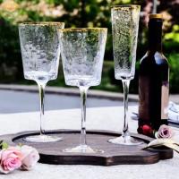 China Hammer Texture Crystal Wine Glass In Triangle Shape for sale