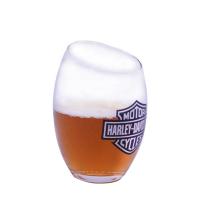 China Angled Top 10oz Handmade Whiskey Glass With Color Logo Print for sale