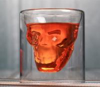 China Skull Shaped Double Wall 2.5oz Old Fashioned Whiskey Tumbler for sale