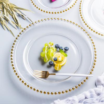 China Gold Decorated Glass Charger Plates for sale