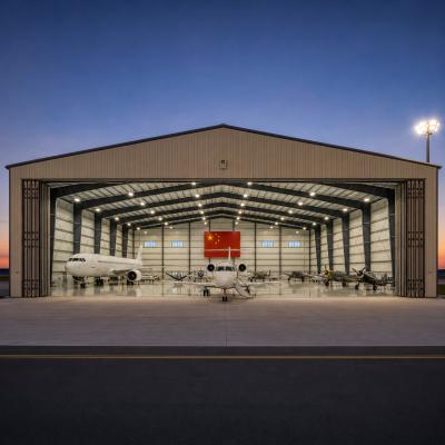 China Galvanized Steel Prefab Aircraft Hangar Sliding Or Bi-Fold Door Type for sale