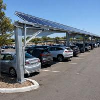 China Heavy Duty Galvanized Steel Metal Covered Parking Structures With Solar Panel Mounting for sale