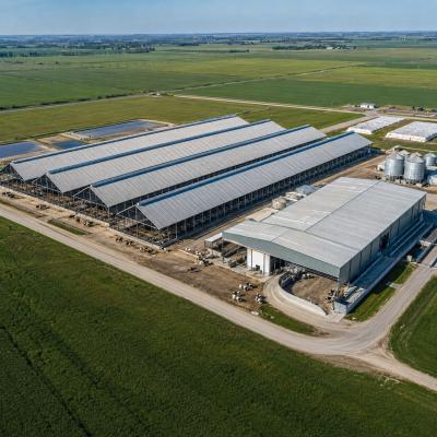 China Anti Corrosion Hot Dip Galvanized Prefab Farm Buildings With Excellent Ventilation And Lighting for sale