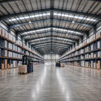 China Column-Free Interior Prefabricated Steel Warehouse Wide Clear Span Storage Building for sale