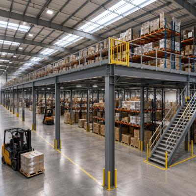 China Mezzanine Floor Prefabricated Steel Warehouse Double Deck Storage Prebuilt Metal Buildings for sale