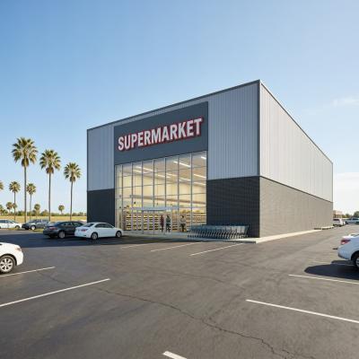 China Bespoke Design Steel Frame Commercial Building Flexible Dimension for Retail Supermarket for sale