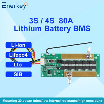 China Enerkey Standard NMC/LFP/LTO/SIB BMS 3S 4S 10A-80A Peak 150A With NTC And Balancing Cell Hardware BMS for sale