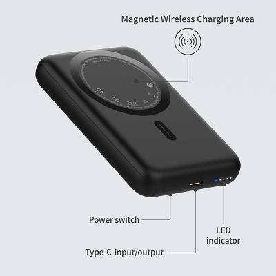 China Compact Design 10000mAh Magnetic Wireless Power Bank, Type-C PD Input & Output, 5W/7.5W/10W/15W Fast Wireless Charging Portable Charger for sale